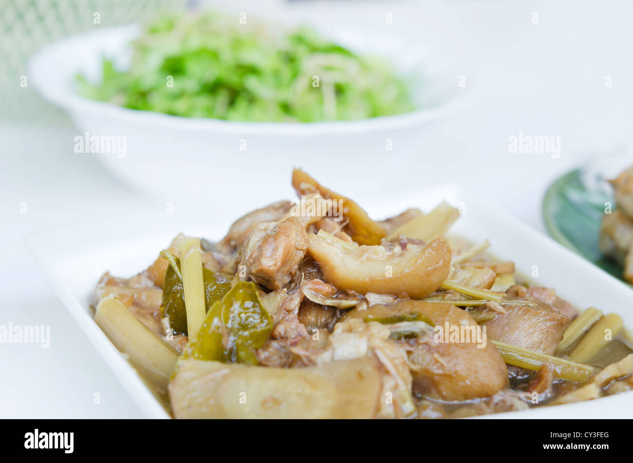 stewed pork knuckle with herb and vegetable Stock Photo - Alamy