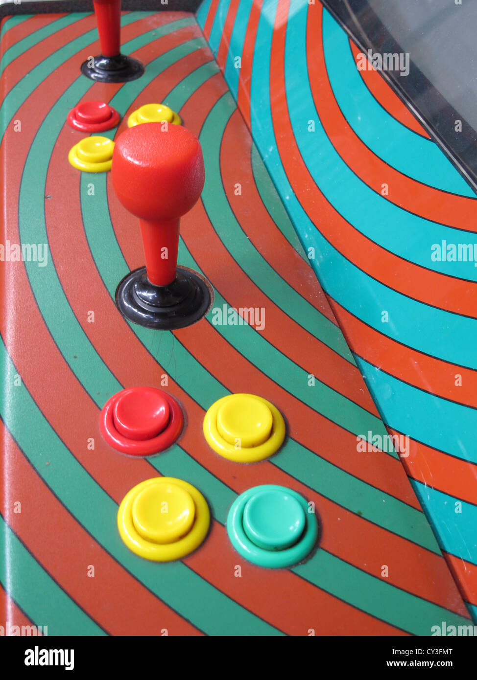 controls on vide arcade game Stock Photo - Alamy