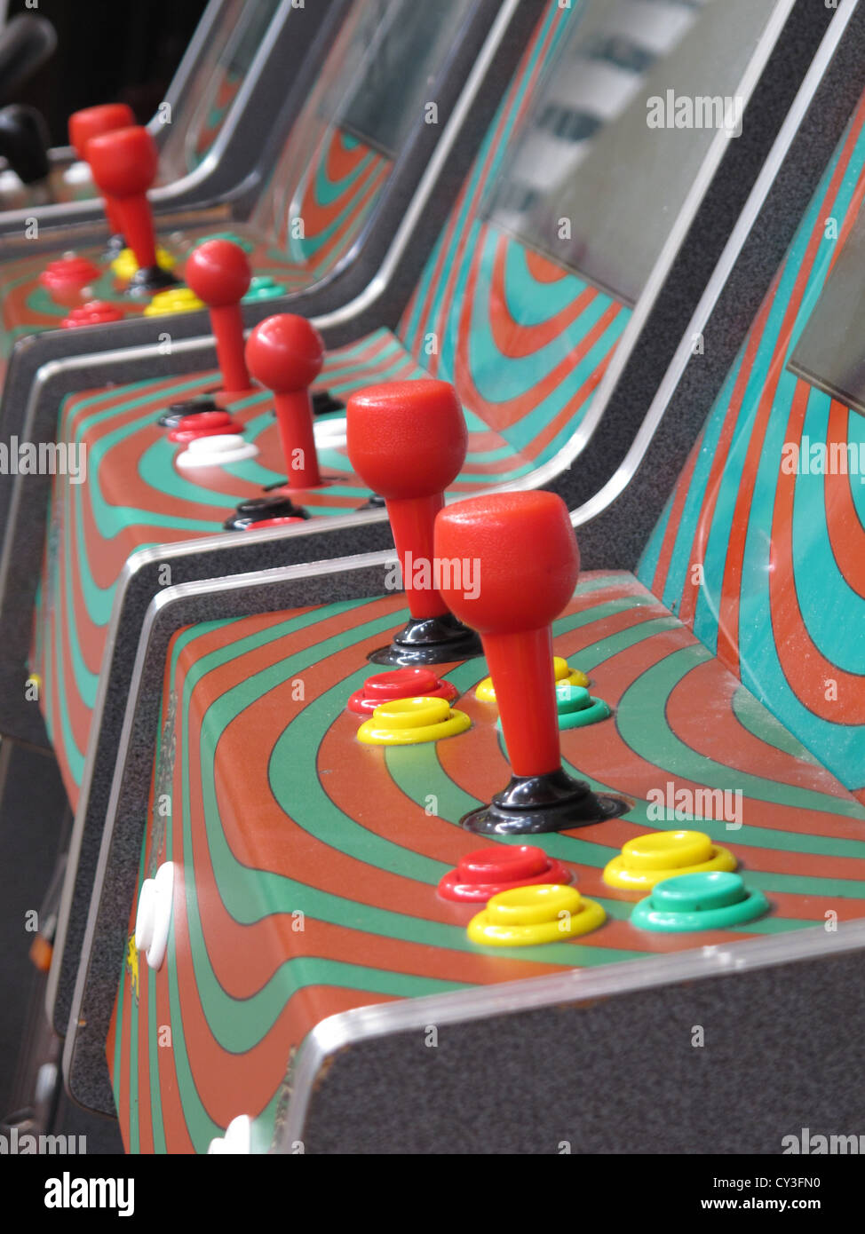 controls on vide arcade game Stock Photo - Alamy