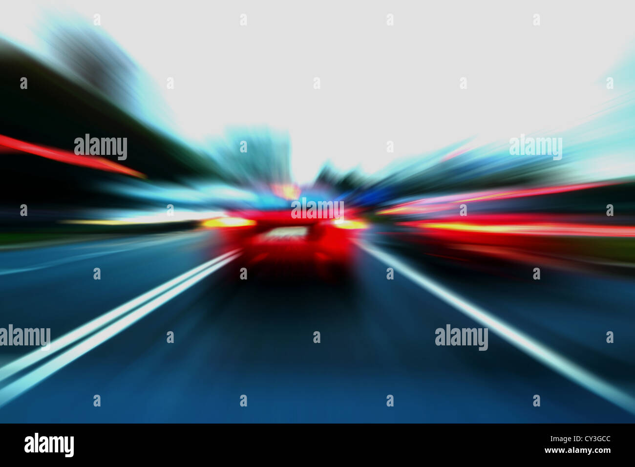 speed motion red car on street Stock Photo - Alamy