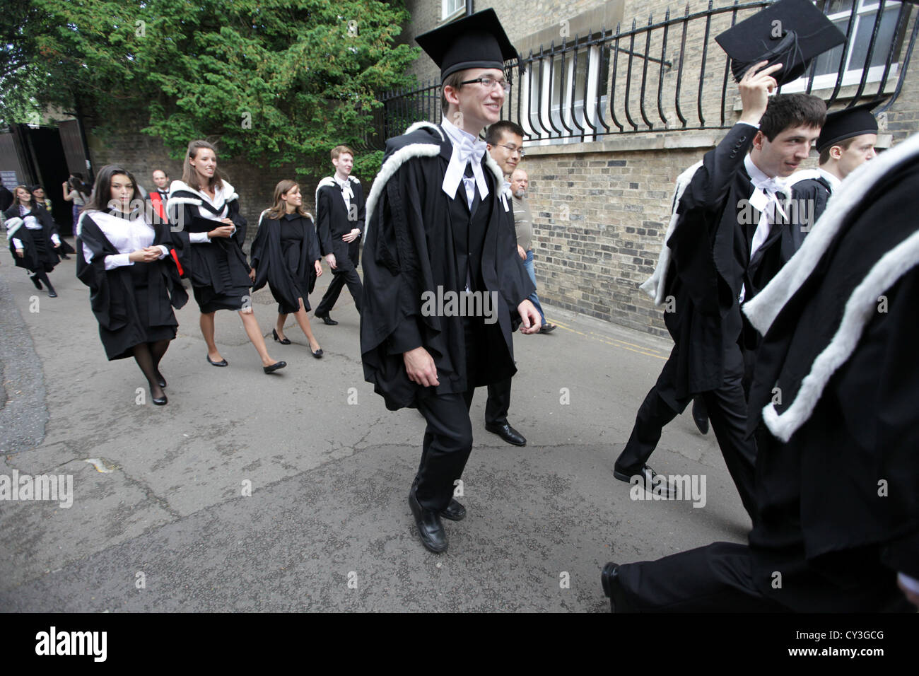 STUDENTS AT GRADUATION DAY AT CAMBRIDGE UNIVERSITY JUNE 2012 Stock ...