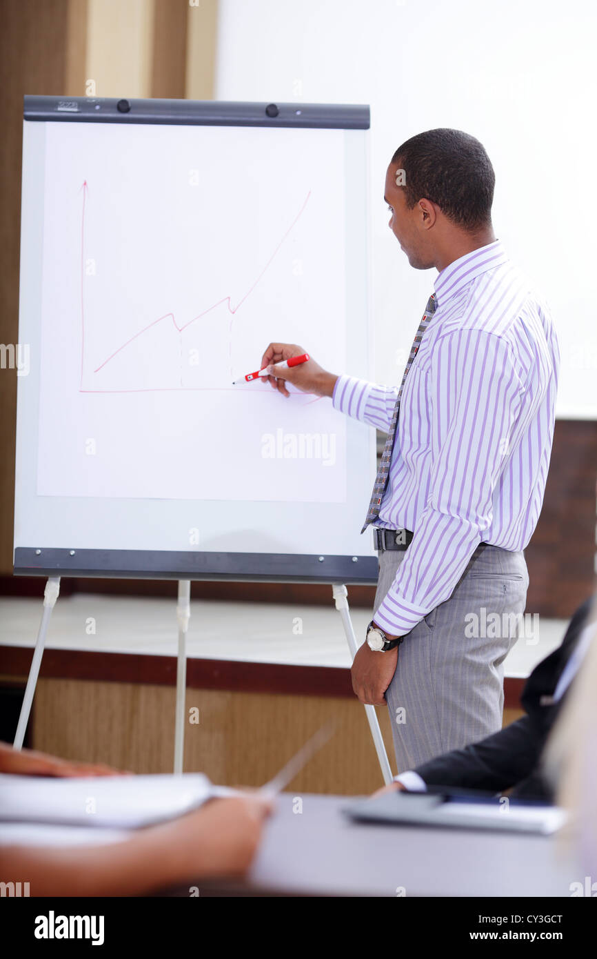 Young african-american man presenting project to his colleagues Stock ...