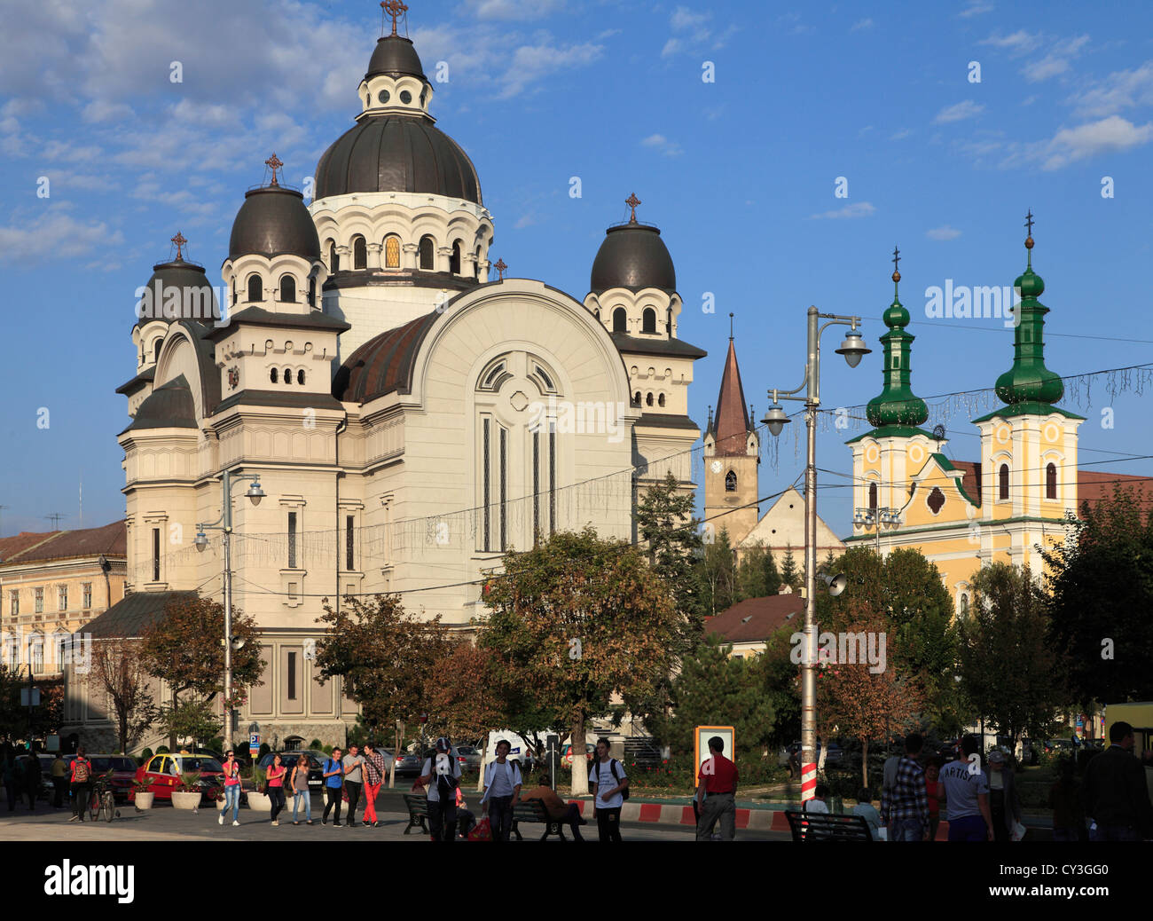 Romania, Targu Mures, Orthodox Cathedral, Catholic Church Stock Photo ...