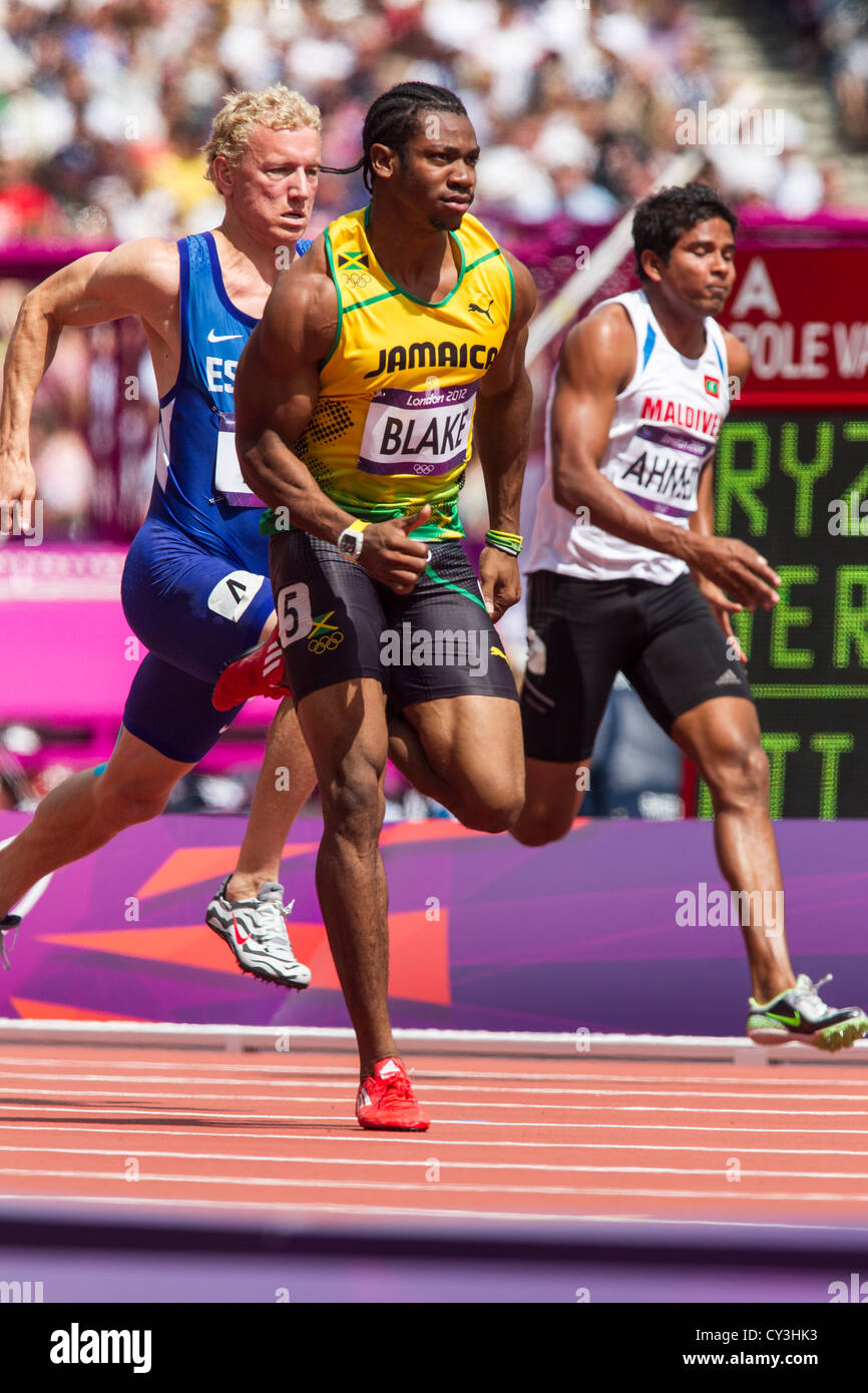 Yohan Blake (JAM) competing in the Men's 100m Round 1 at the Olympic ...