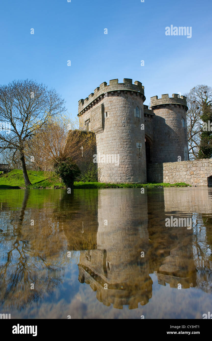 Whittington Castle gatehouse and moat, near Oswestry, Shropshire Stock ...
