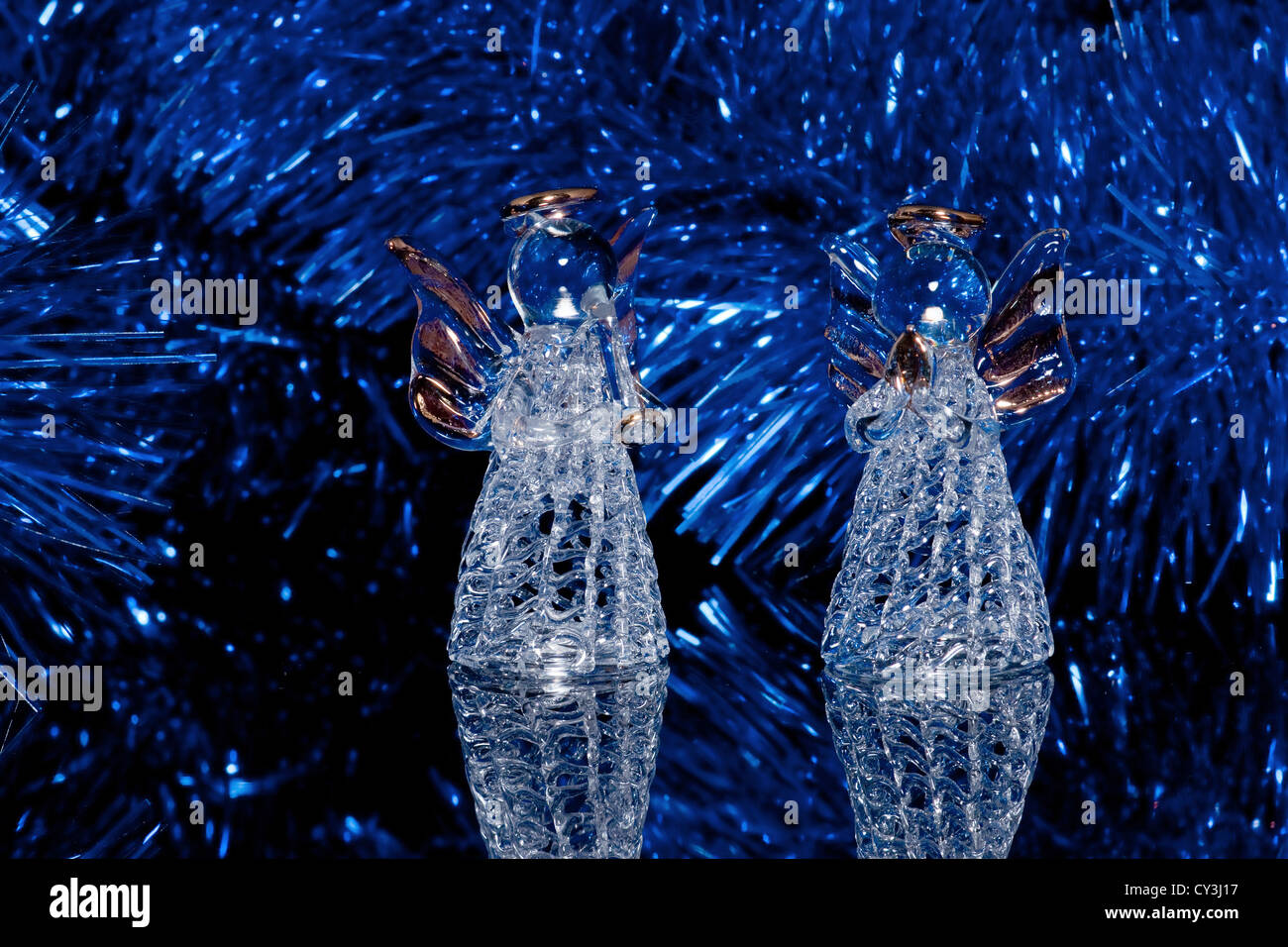 Two decorative glass angel Stock Photo - Alamy
