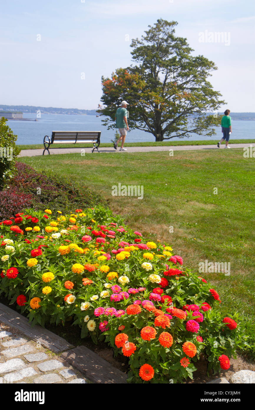 Portland Maine,New England,Casco Bay water,Fort Ft. Allen Park,scenic ...