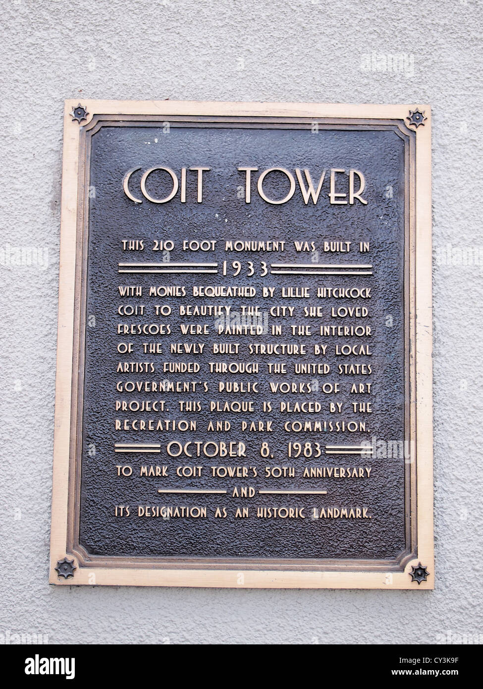 Coit Tower, San francisco, CA [oC] : ArtDeco