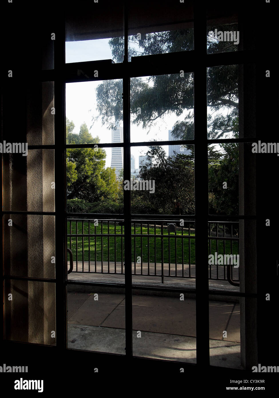View Through Art-Deco Window From Coit Tower, San Francisco Stock Photo ...