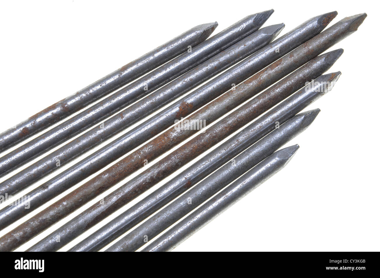 Nails sharp metal rods isolated on white background Stock Photo - Alamy
