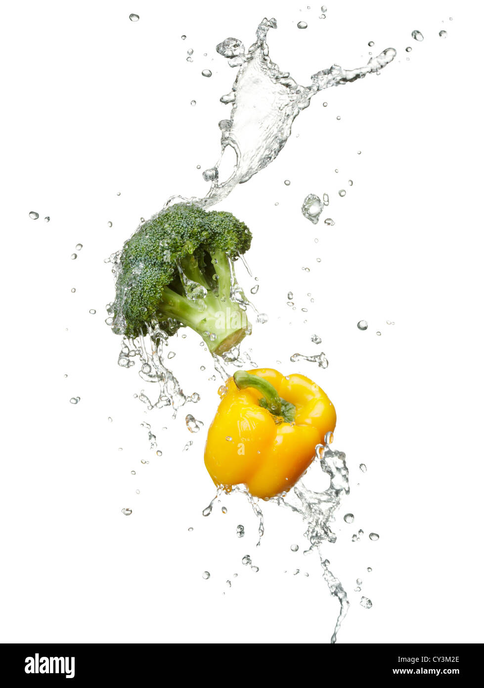 fresh vegetables with water splash against white background Stock Photo ...