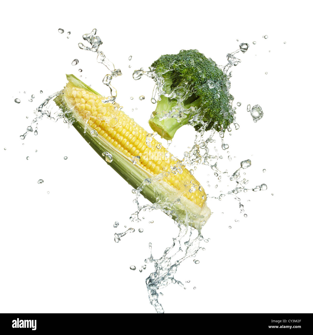fresh vegetables with water splash against white background Stock Photo ...