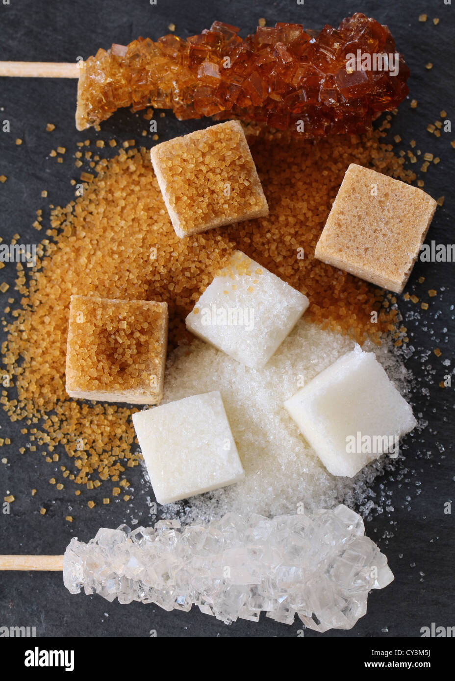 different types of sugar - brown, white and refined sugar Stock Photo ...