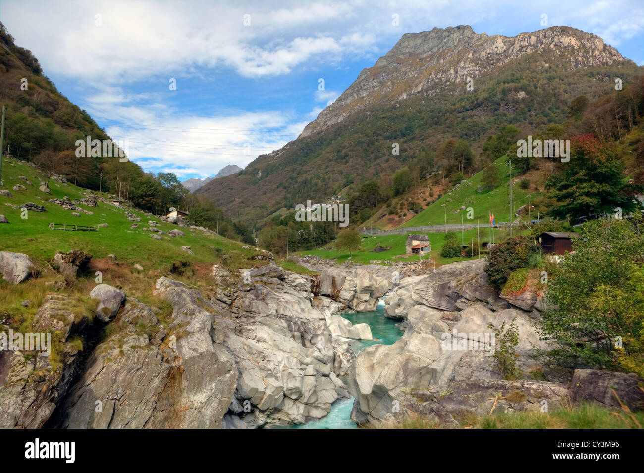 The river Verzasca flows through the picturesque valley Verzasca Stock ...