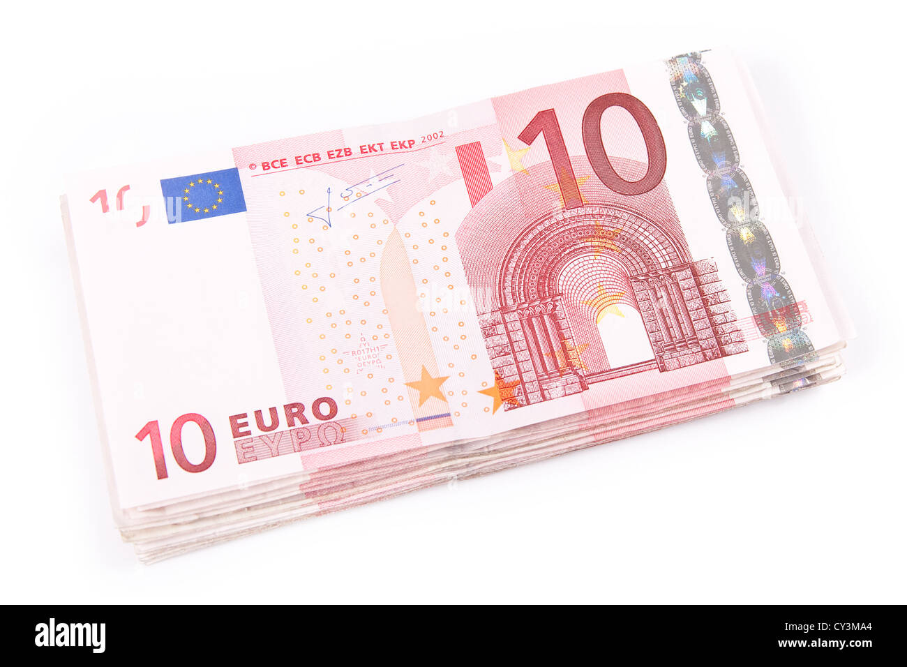 Ten euro banknotes isolated on a white background Stock Photo - Alamy