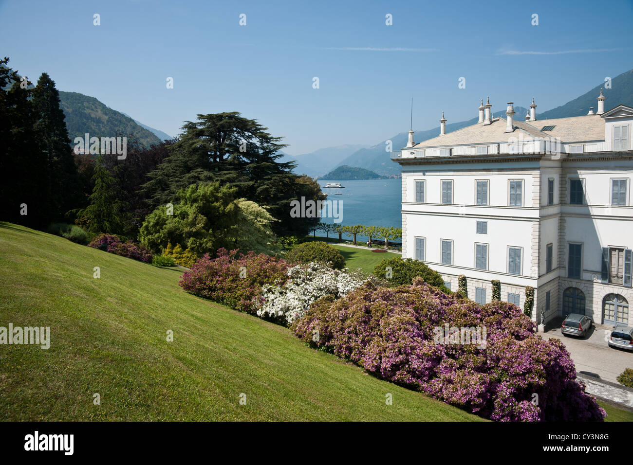 Villa Melzi and gardens, a tourist attraction on shore of Lake Como ...