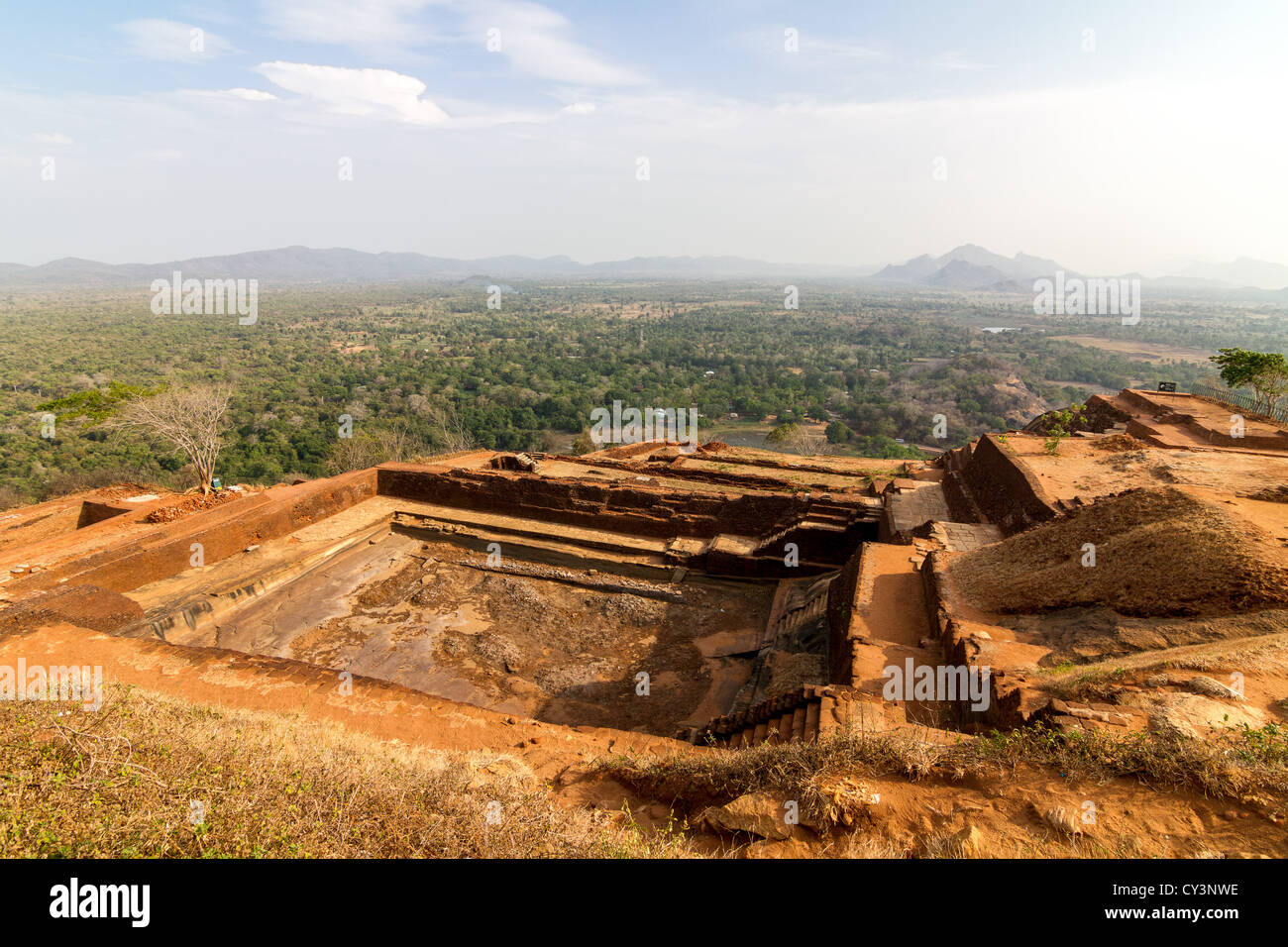Ruins on top of Sigiriya Lion's rock palace and fortress, Sri-Lanka ...