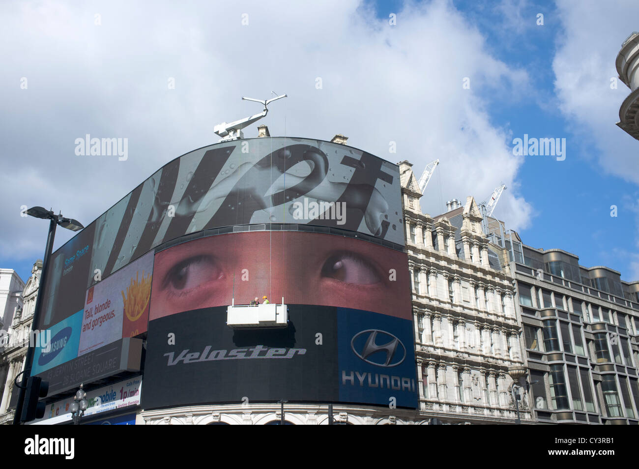 A moving billboard in Piccadilly Circus London Stock Photo - Alamy