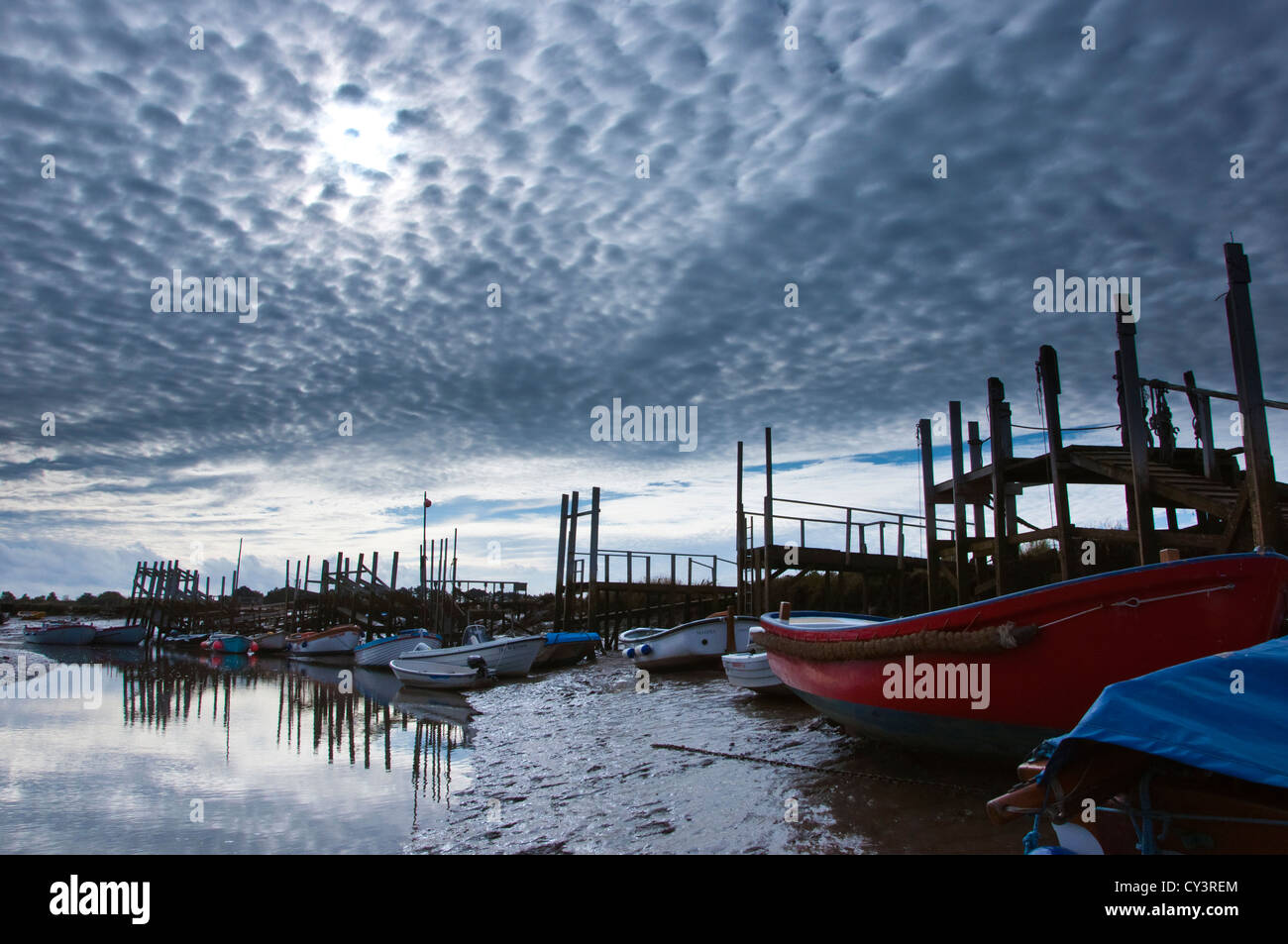 Wooden Jetties Morston Quay creek North Norfolk jettys Stock Photo - Alamy