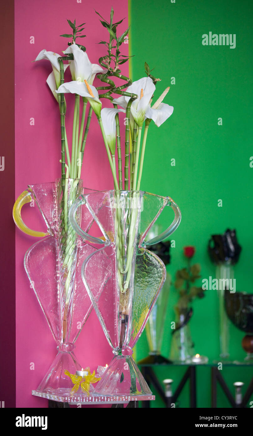 Lilies on Display in a Shop window in London England Stock Photo - Alamy
