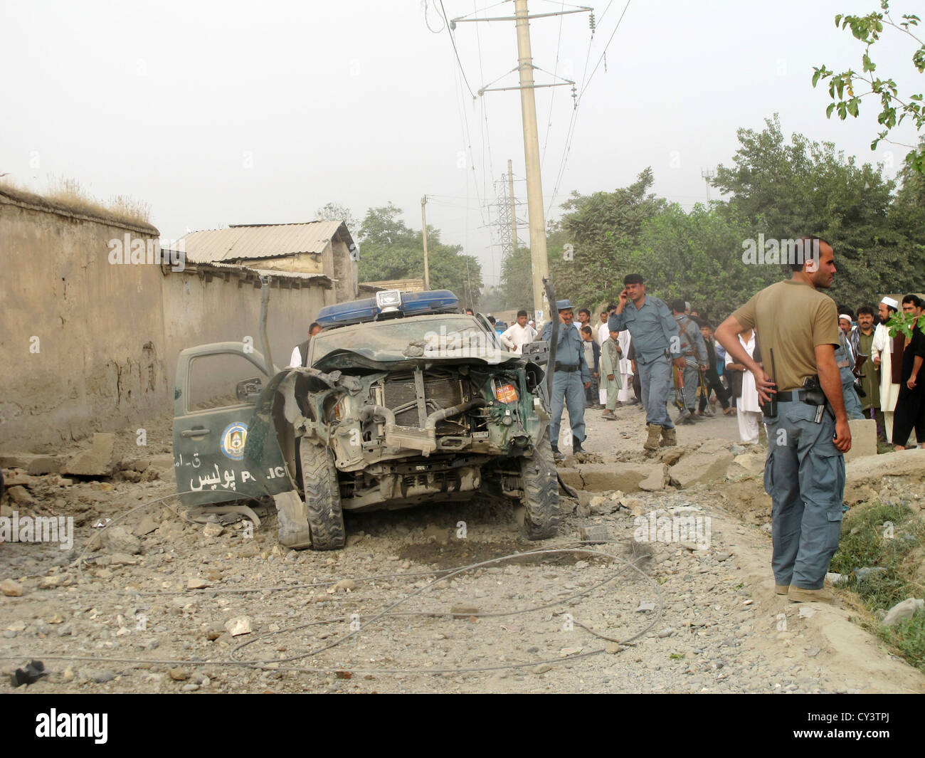 Afghan police car drove on a IED in Afghanistan Stock Photo - Alamy