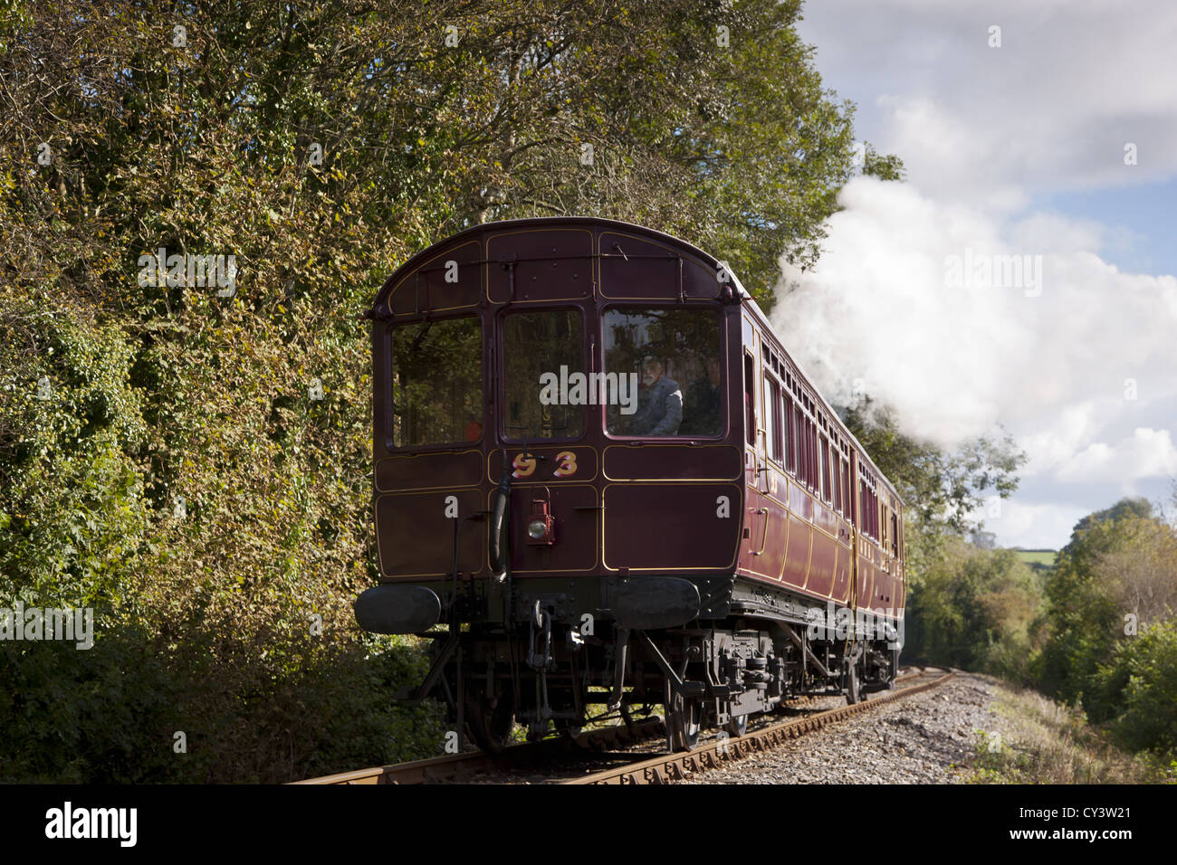 The 1908 GWR Steam Railmotor No.93 Steaming Through Cardinham Stock ...