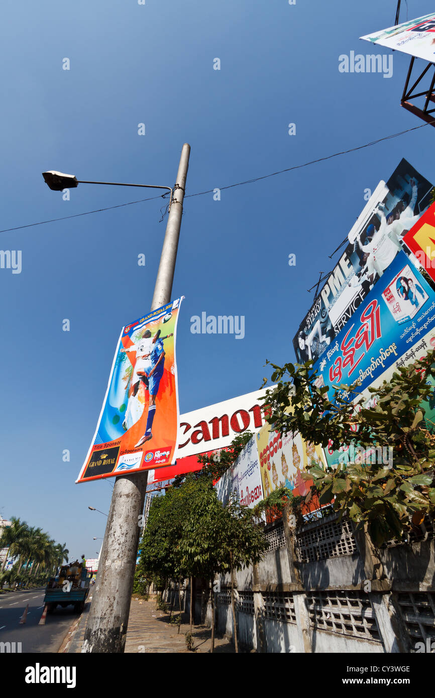 Advertising Posters in Rangoon, Myanmar Stock Photo - Alamy
