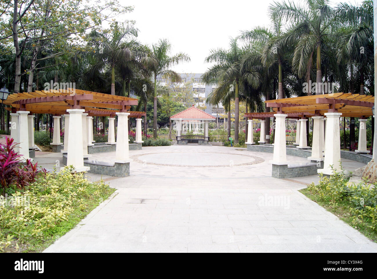 Park corridor and pavilion Stock Photo - Alamy