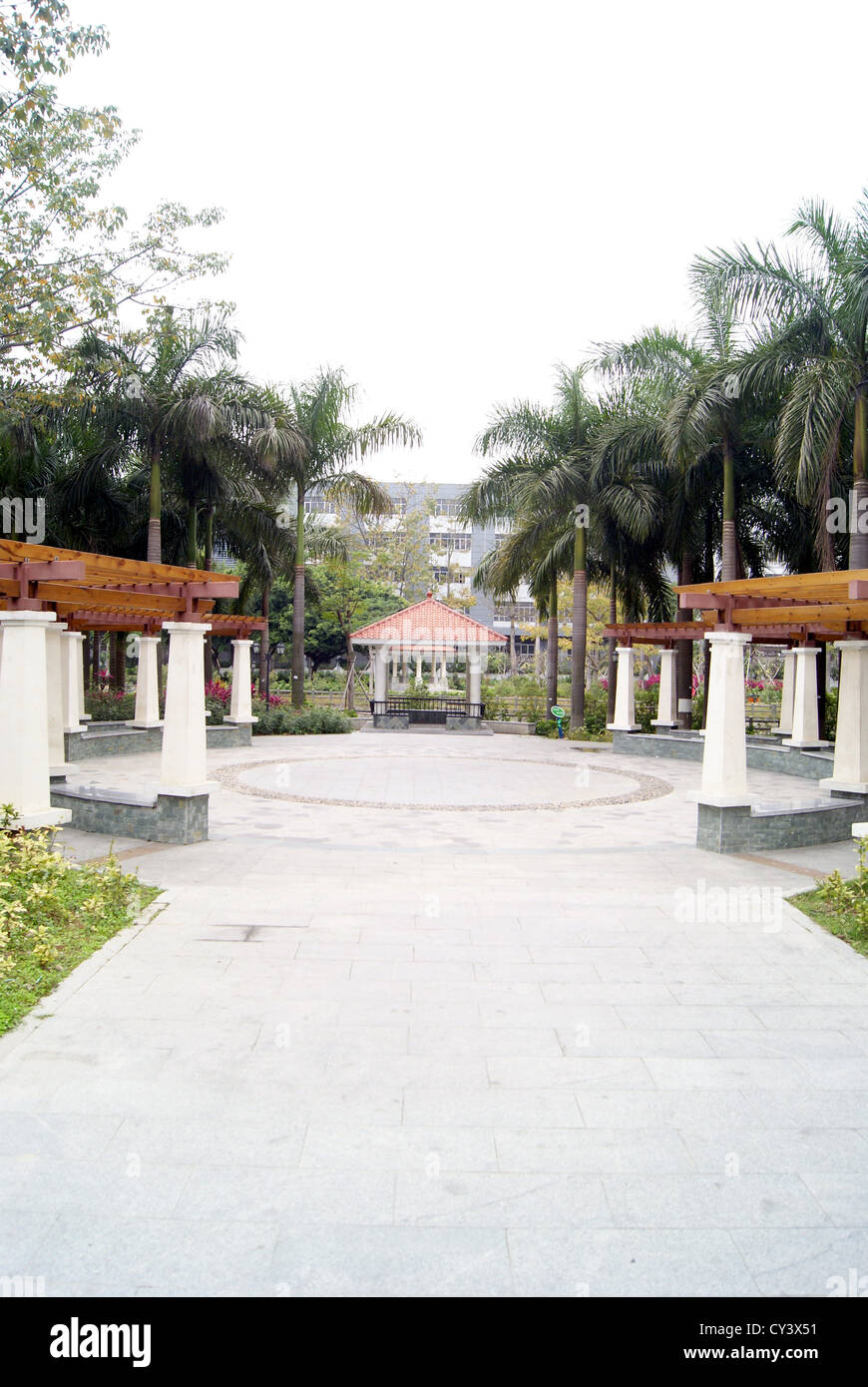 Park corridor and pavilion Stock Photo - Alamy