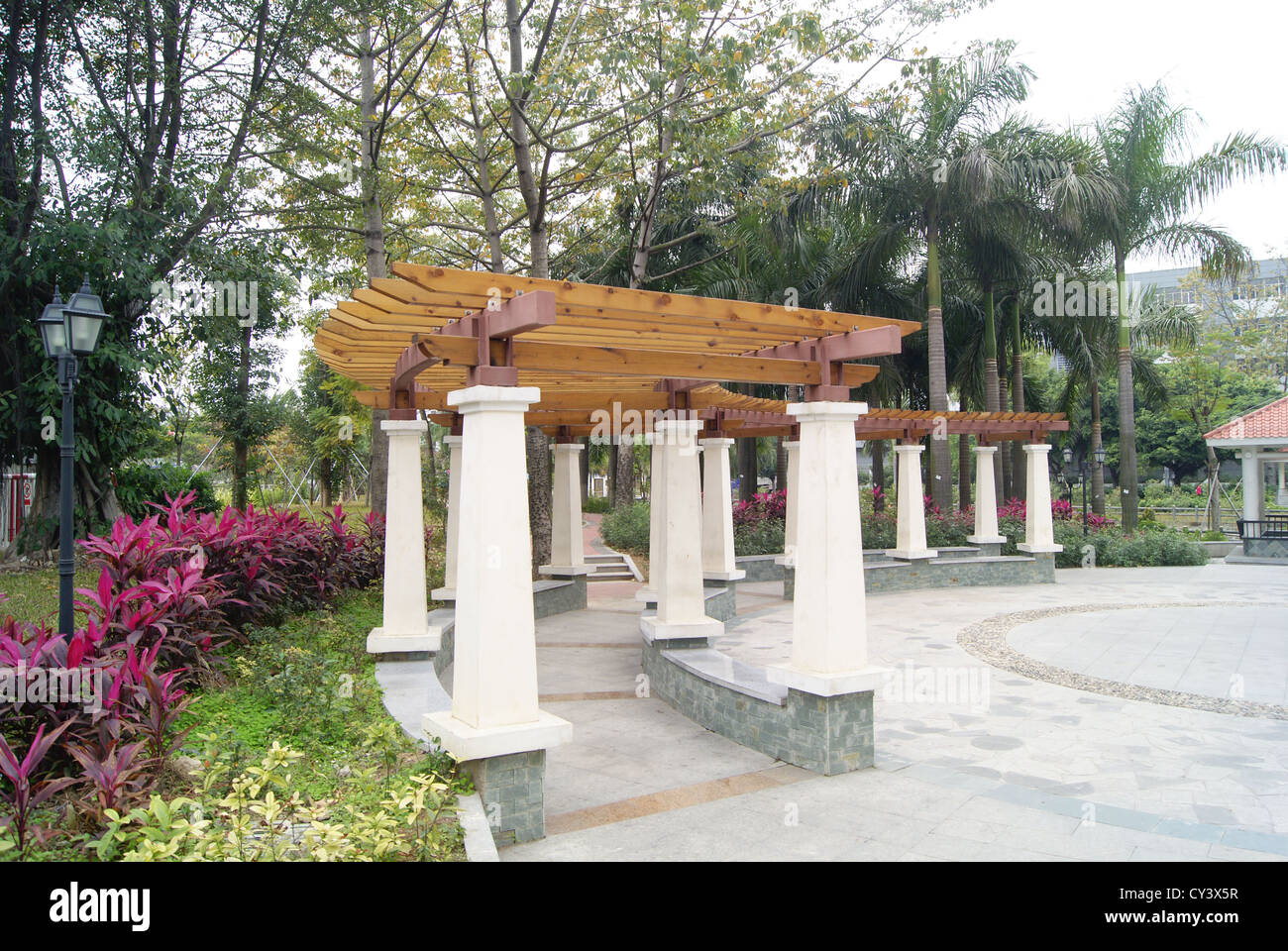 Park corridor and pavilion Stock Photo - Alamy