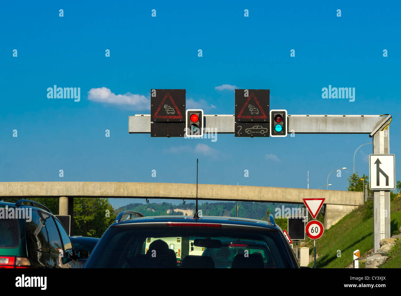 Traffic jam warning sign hi-res stock photography and images - Alamy