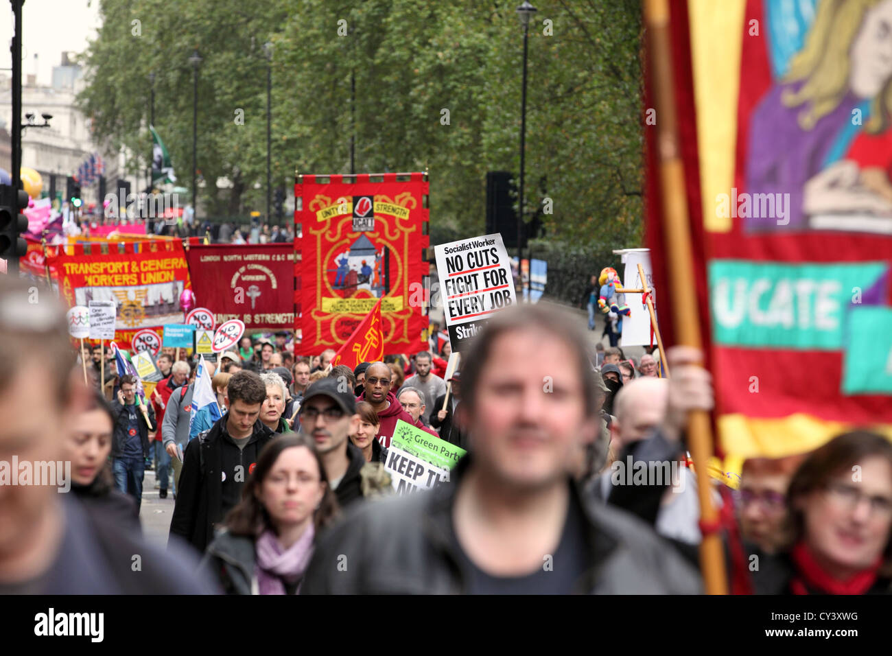 A Future That Works, TUC protest march rally, Piccadilly central London ...