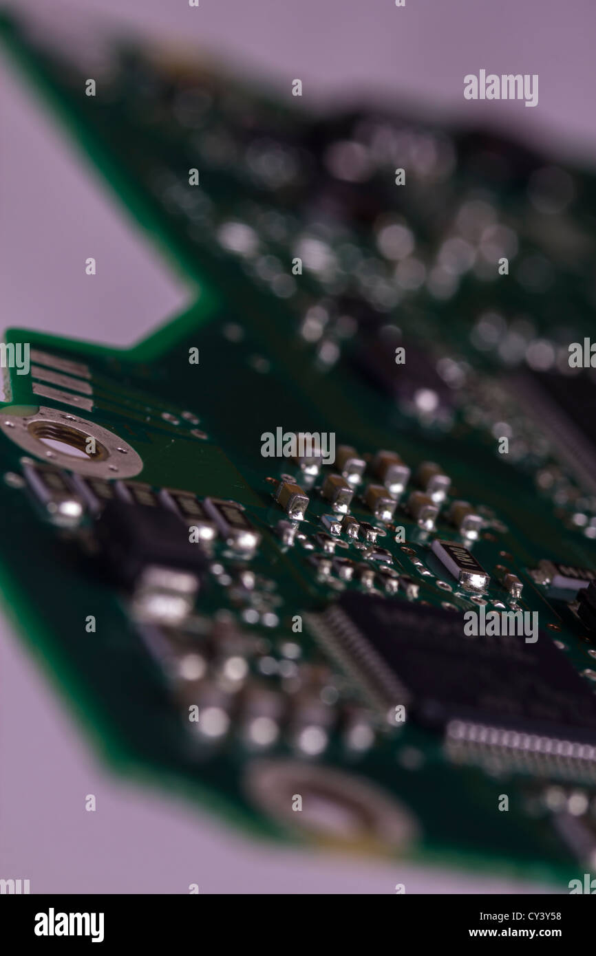 Printed Circuit Board (PCB) mounted electronic with components Stock ...
