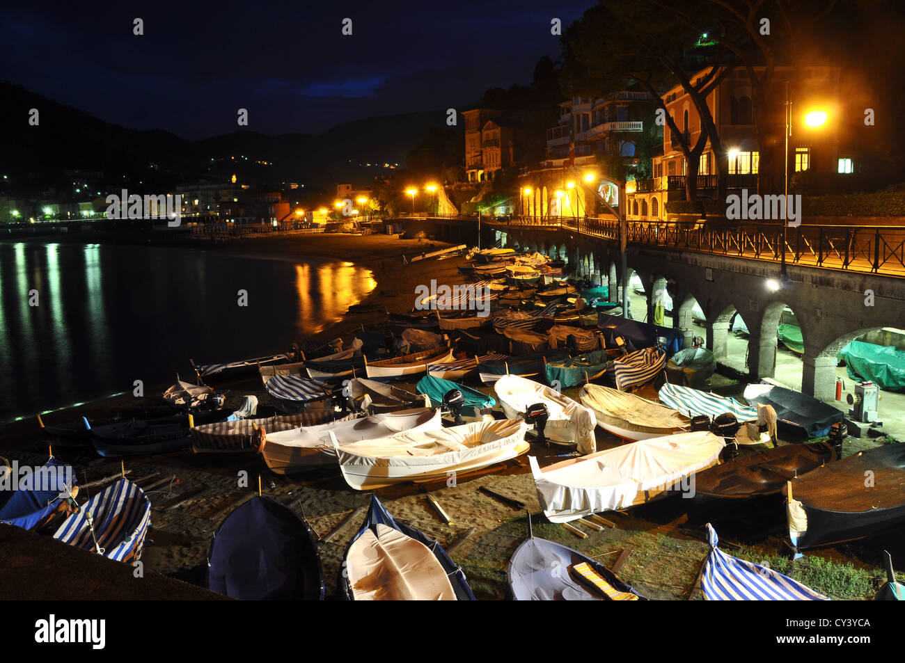 Levanto by night, Liguria, Italy Stock Photo - Alamy