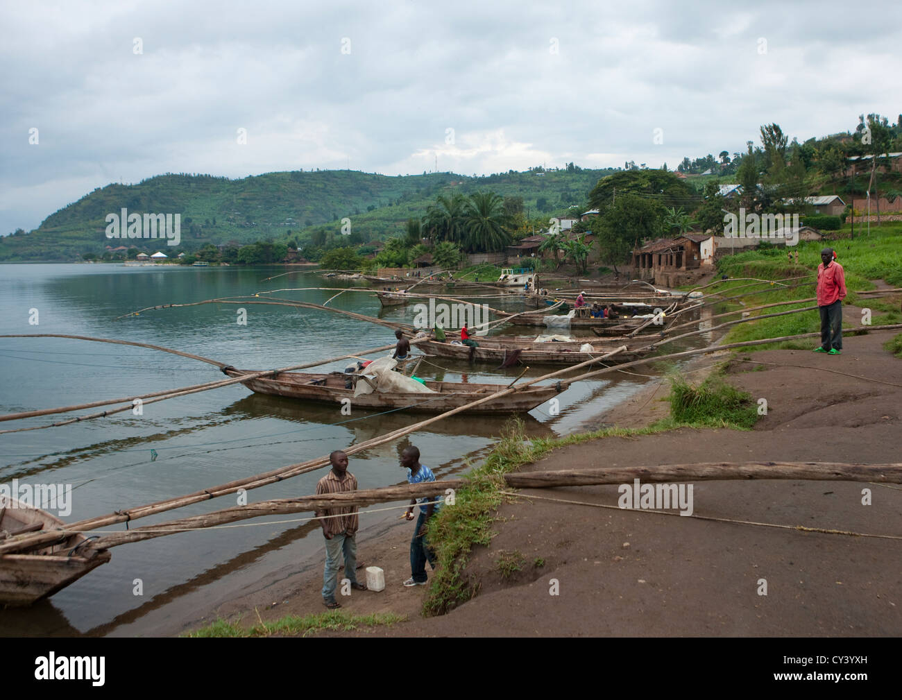 Lake Kivu Traditionnal Boats - Rwanda Stock Photo - Alamy
