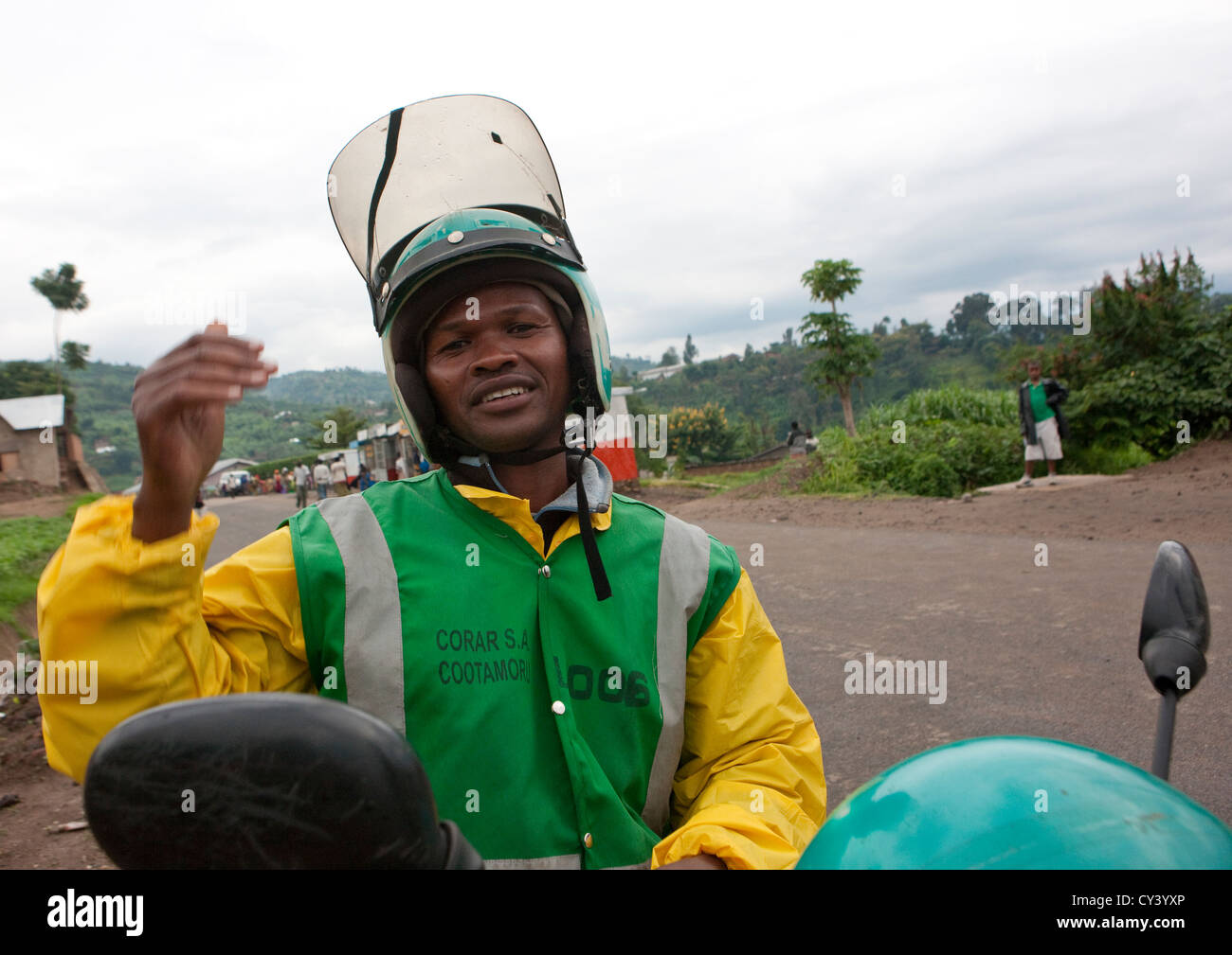 Taxi Moto Man In Kigali - Rwanda Stock Photo - Alamy