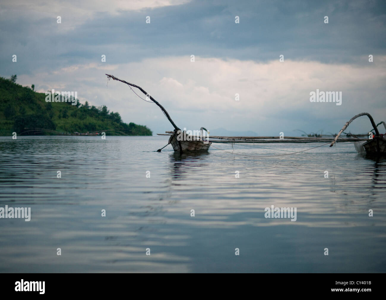 Lake Kivu Traditionnal Boats - Rwanda Stock Photo - Alamy