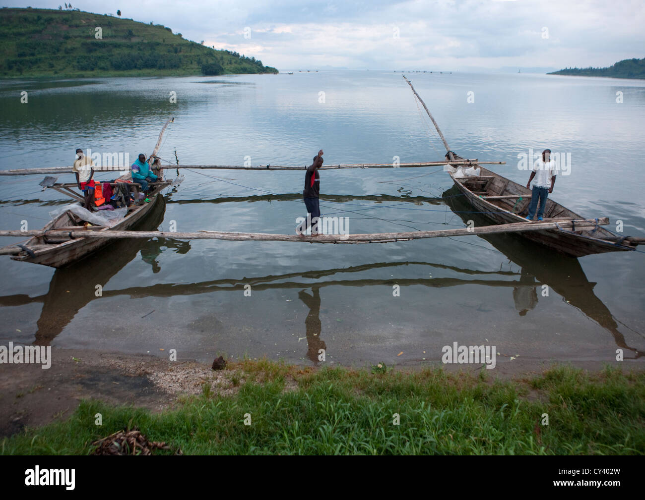 Lake Kivu Traditionnal Boats - Rwanda Stock Photo - Alamy
