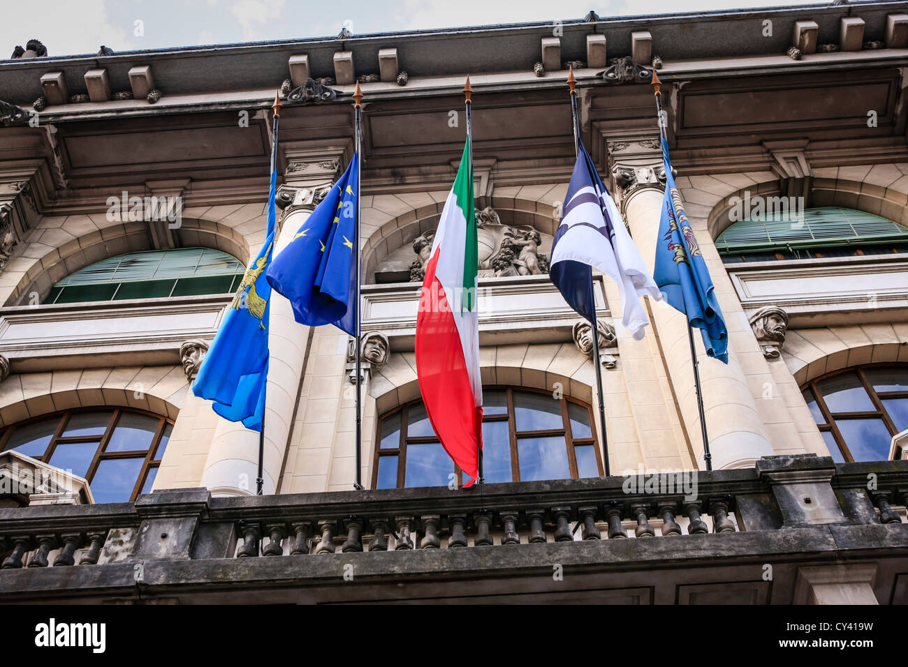 Flags outside city hall hi-res stock photography and images - Alamy