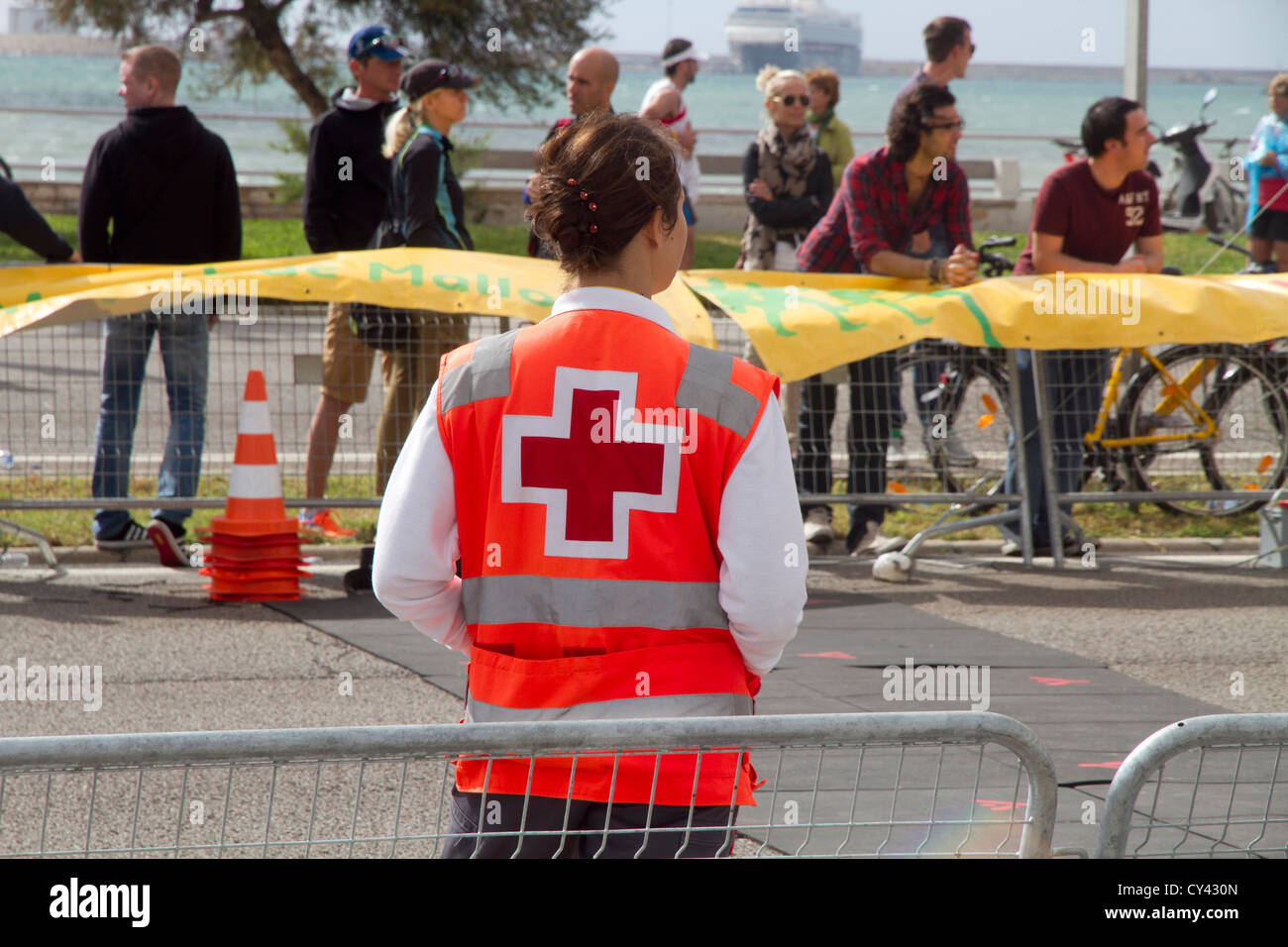 Paramedical red cross woman Spain Stock Photo - Alamy
