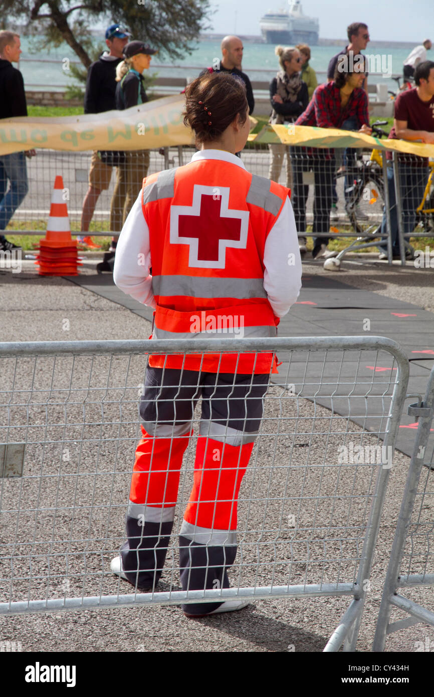 Paramedical red cross woman Spain Stock Photo - Alamy