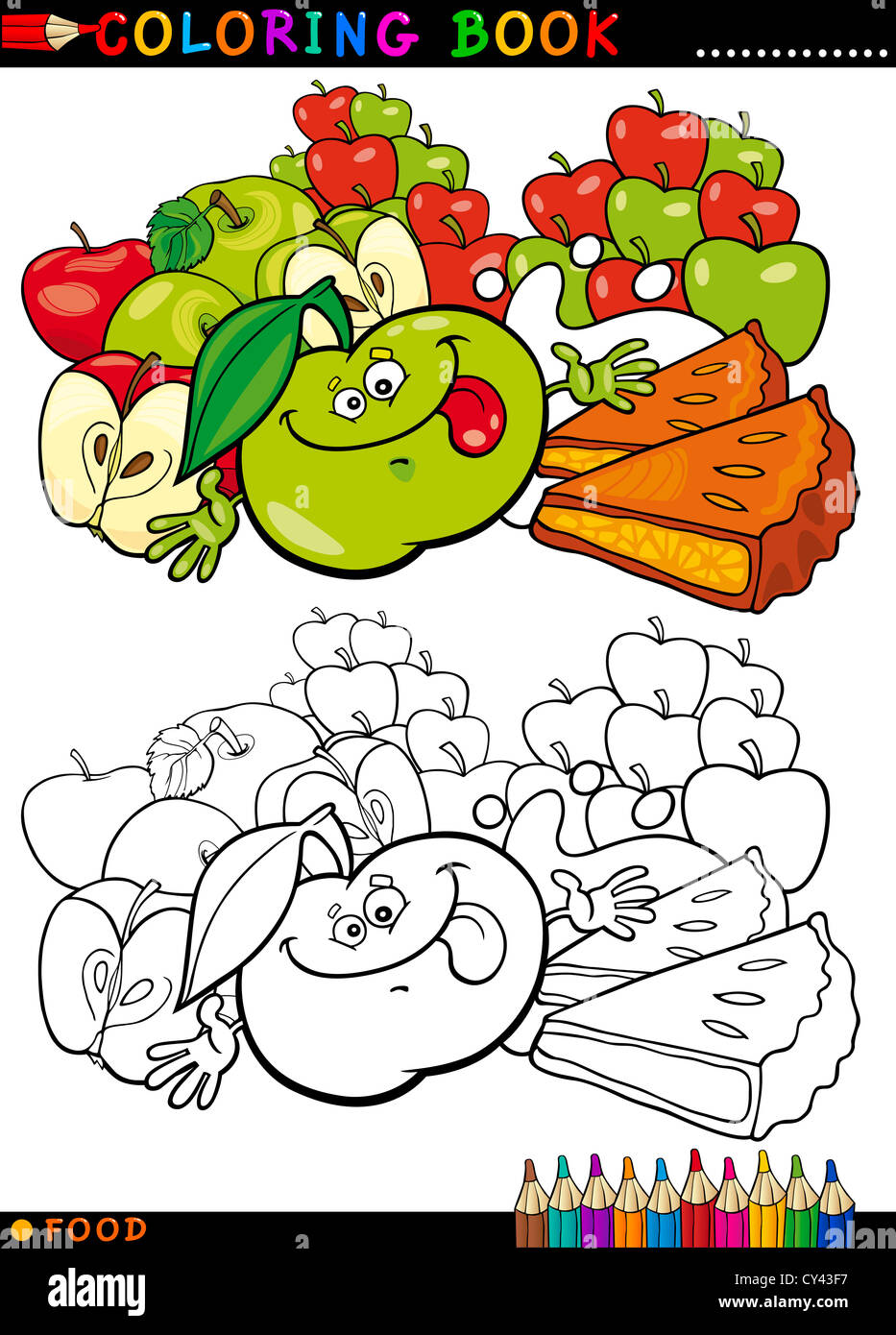 Coloring Book or Page Cartoon Illustration of Funny Food Characters ...