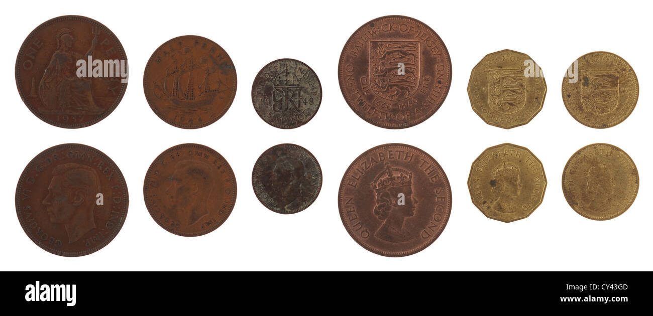 Old UK pound coins isolated on white Stock Photo - Alamy