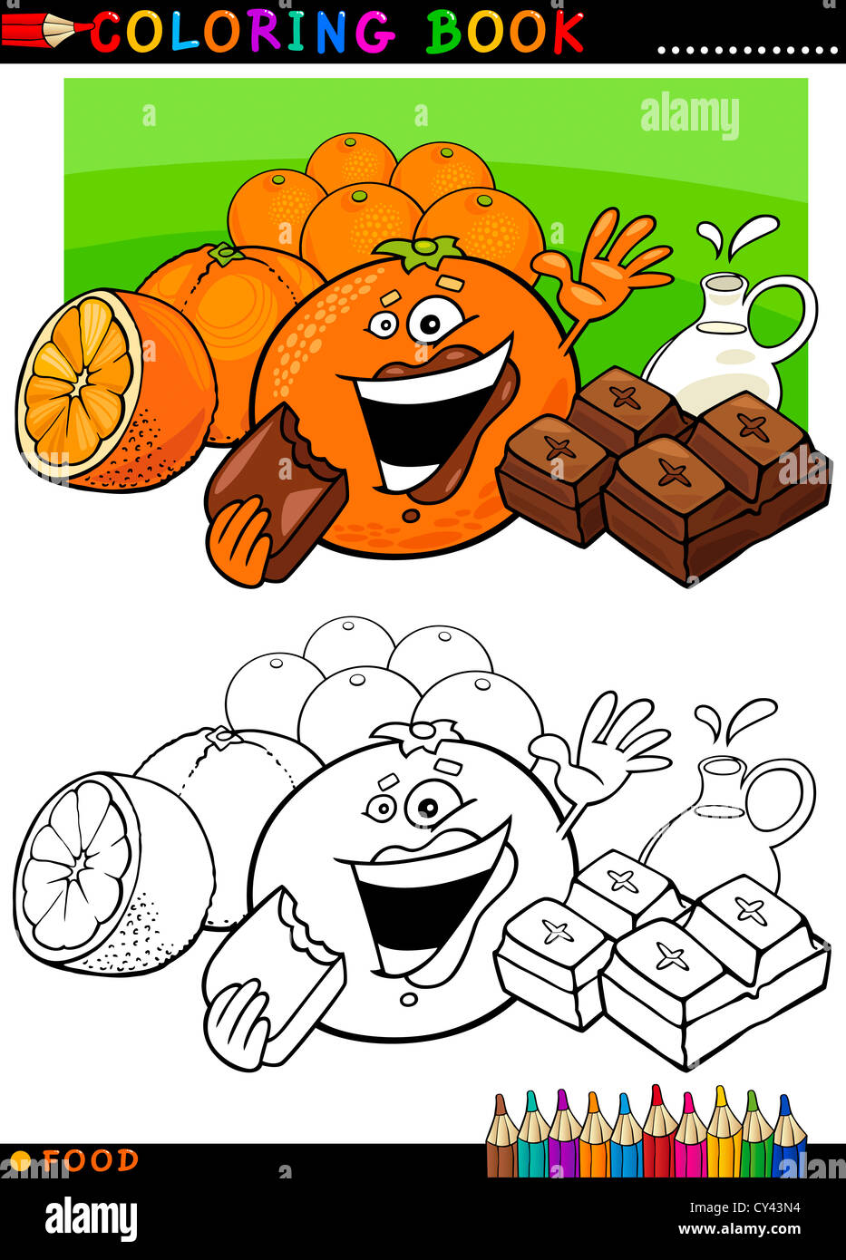 Coloring Book or Page Cartoon Illustration of Funny Food Characters ...