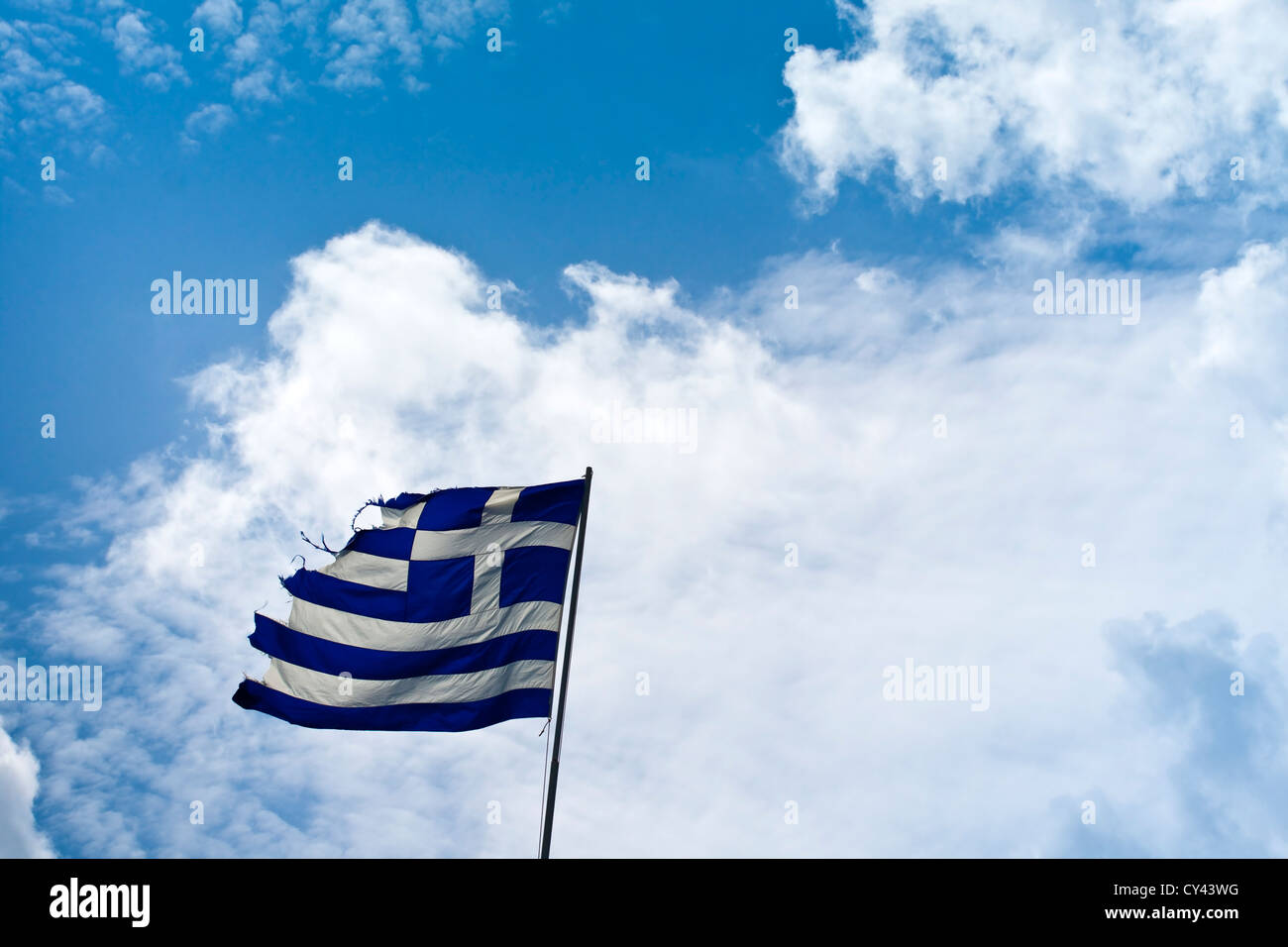Torn flag of Greece Stock Photo - Alamy