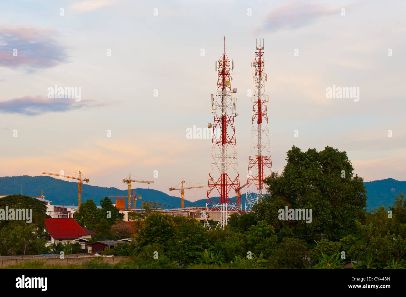 Stanchion.Phone tower signals Stock Photo - Alamy