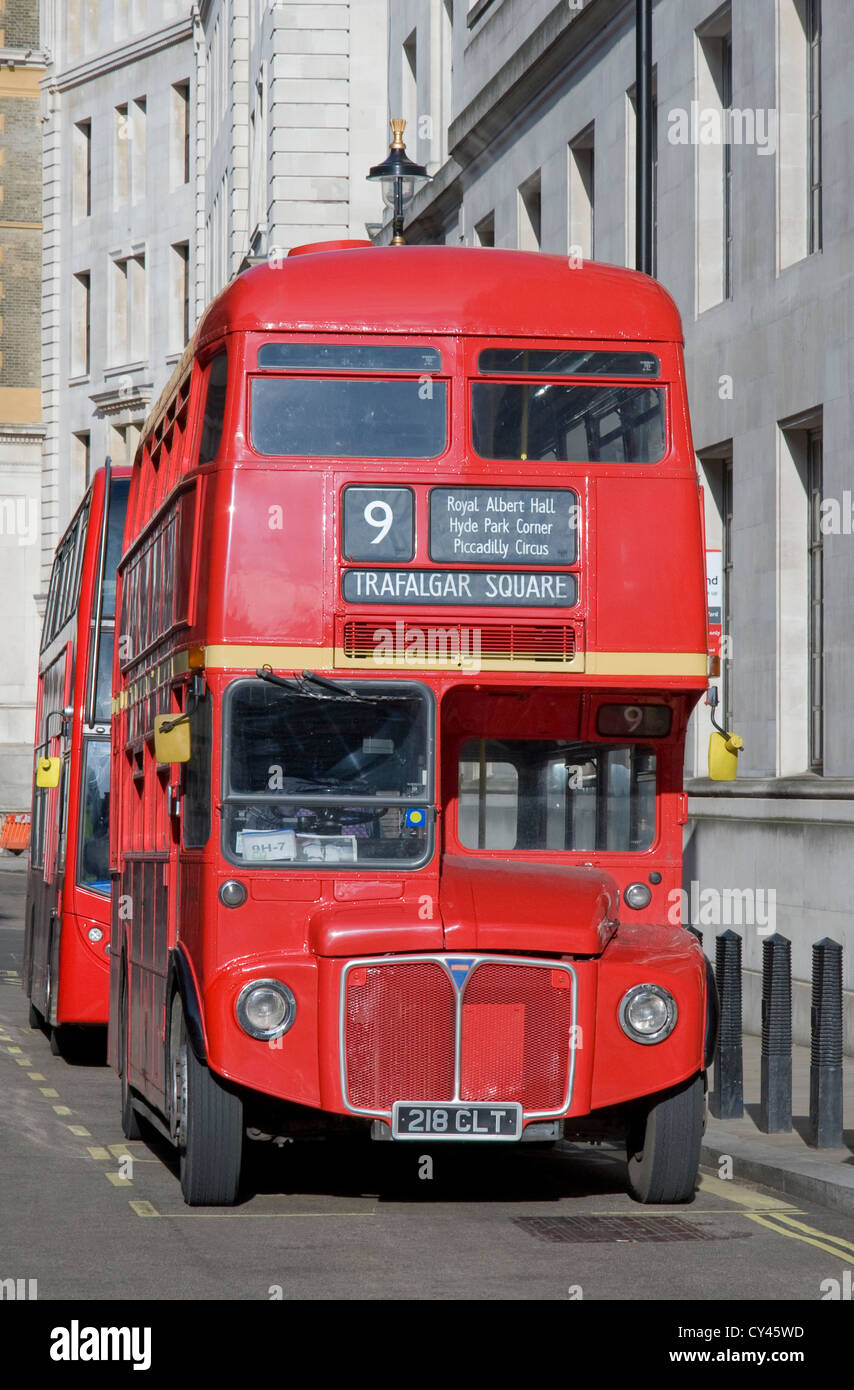 Number 9 London buses in Whitehall London Stock Photo - Alamy