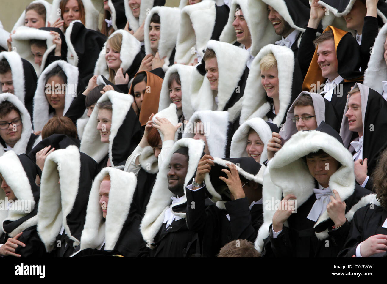 STUDENTS AT GRADUATION DAY AT CAMBRIDGE UNIVERSITY JUNE 2012 Stock ...
