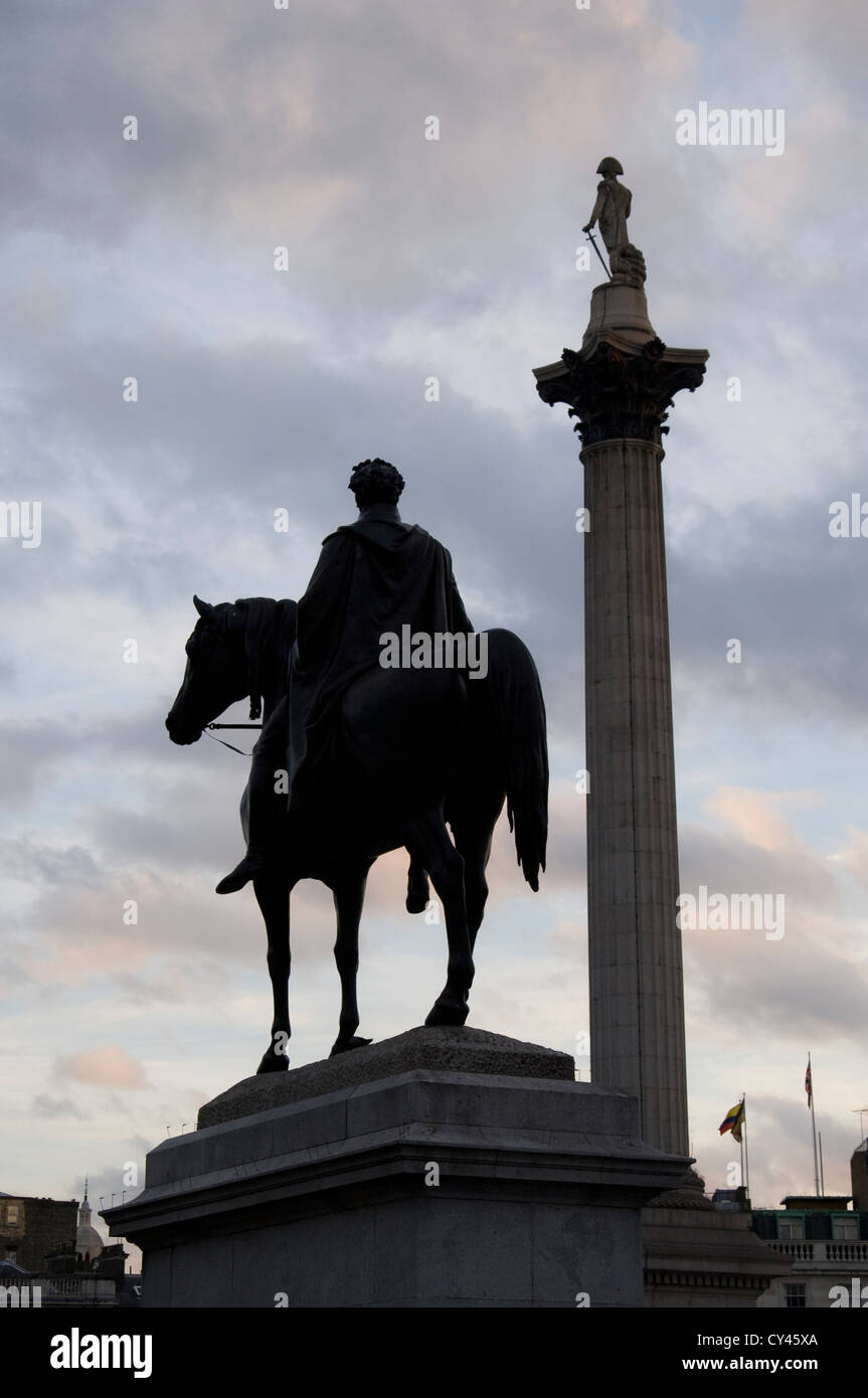 mounted statue trafalgar square london england Stock Photo - Alamy