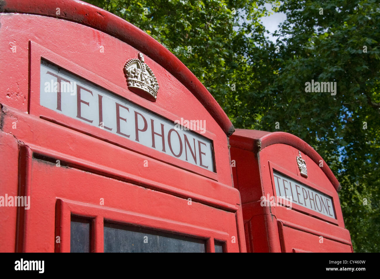 two telephone boxes in berkeley square london Stock Photo - Alamy